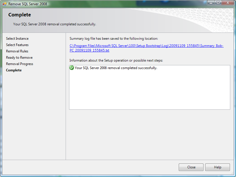 Uninstalling SQL Server 2008 R2 for SixBit Software - Knowledgebase - SixBit Software